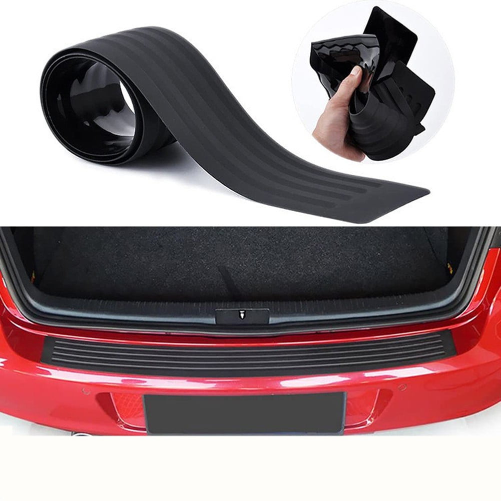 Black Rear Bumper Rubber Pad Kit Guard Sill Plate Trunk Protector Trim ...