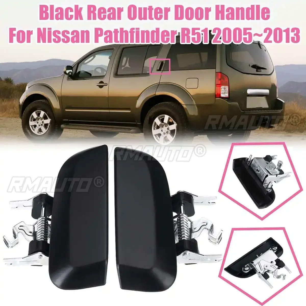 Black Rear Door Outer Handle for Nissan Pathfinder R51 2005 2006 2007 ...