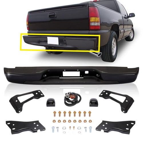 Black Rear Step Bumper Assembly Fits 99-07 Silverado Sierra 1500 w ...
