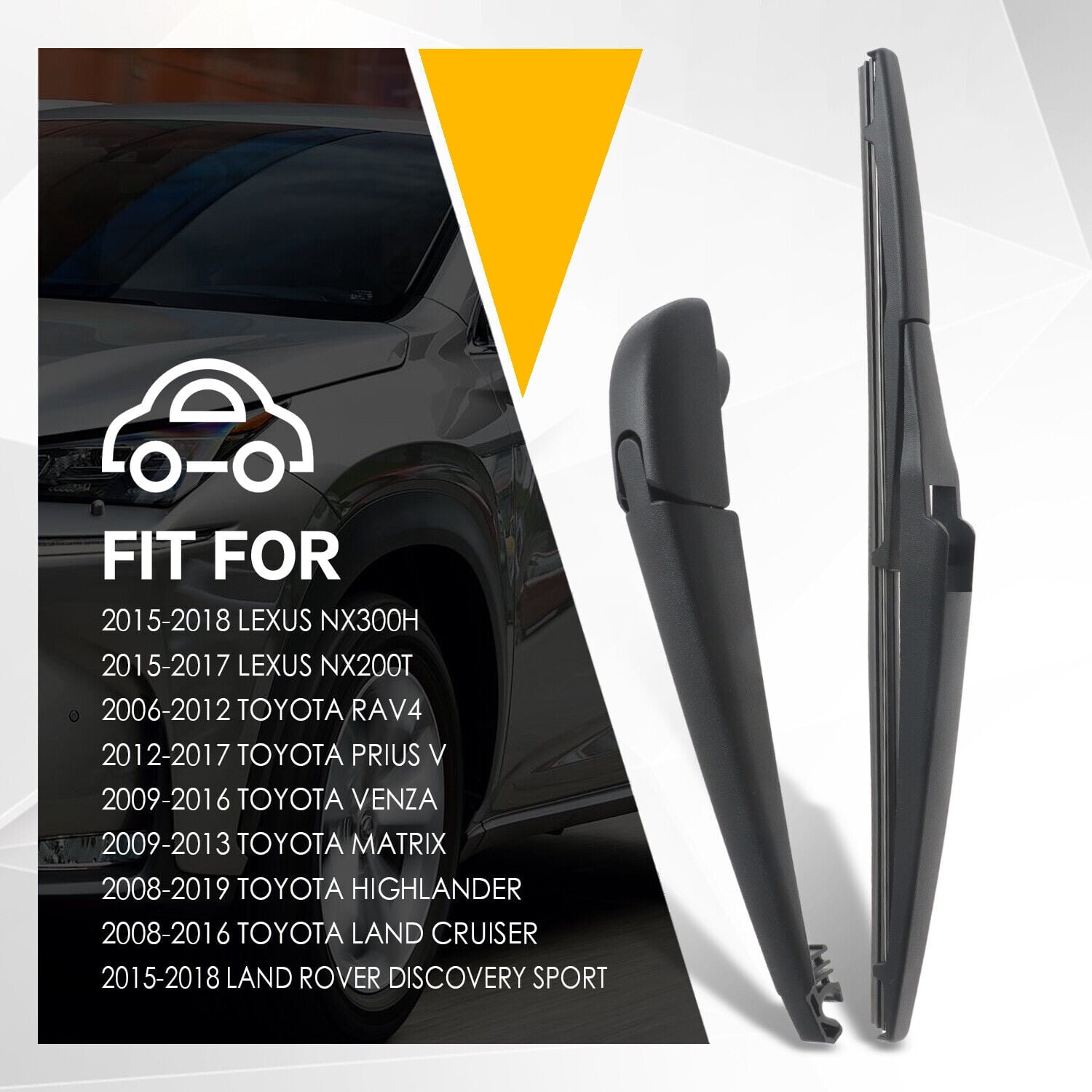 Black Rear Windshield Wiper Arm & Blade Set Fit for 2009-2013 Toyota ...