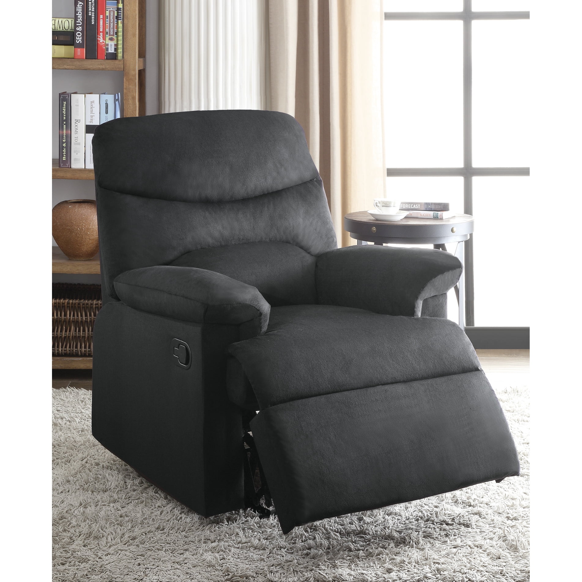 Black Recliner With Pillow Top Arms & Seat - Long-term Use 28 In ...