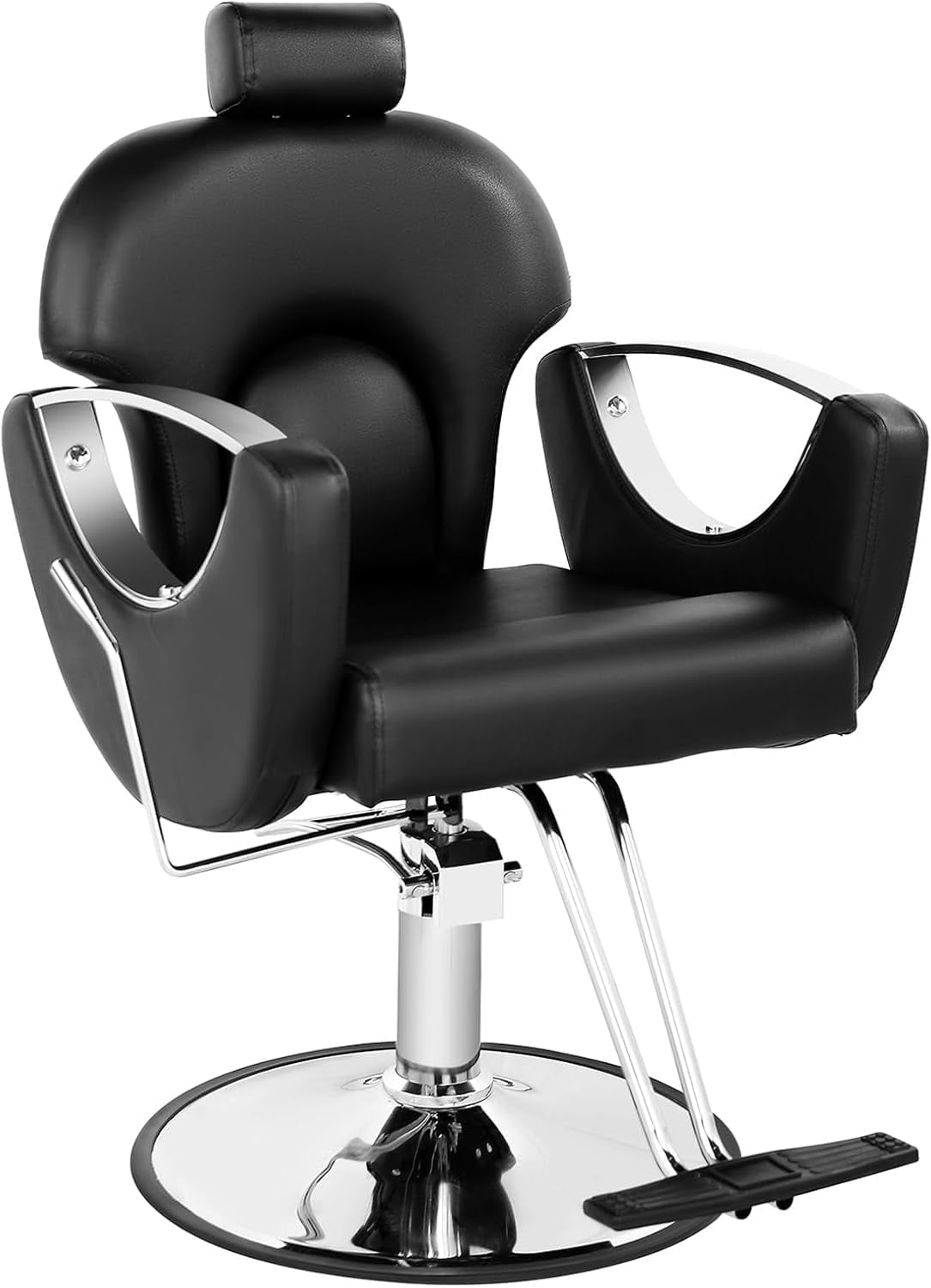 Black Reclining Barber Chair for Barbershop Home, 360 Swive Salon ...