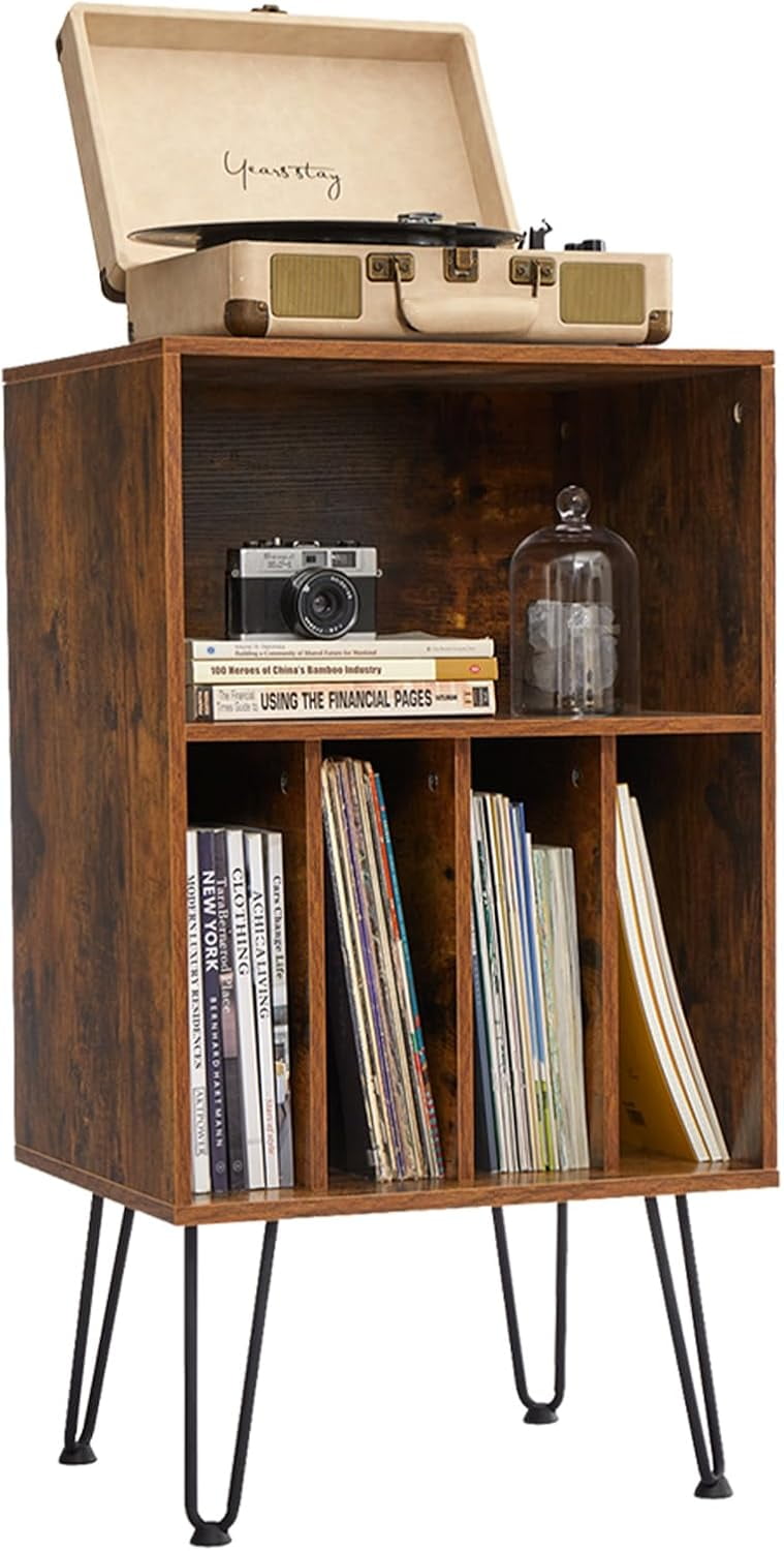 Black Record Player Stand with Vinyl Storage, Vinyl Storage Rack ...