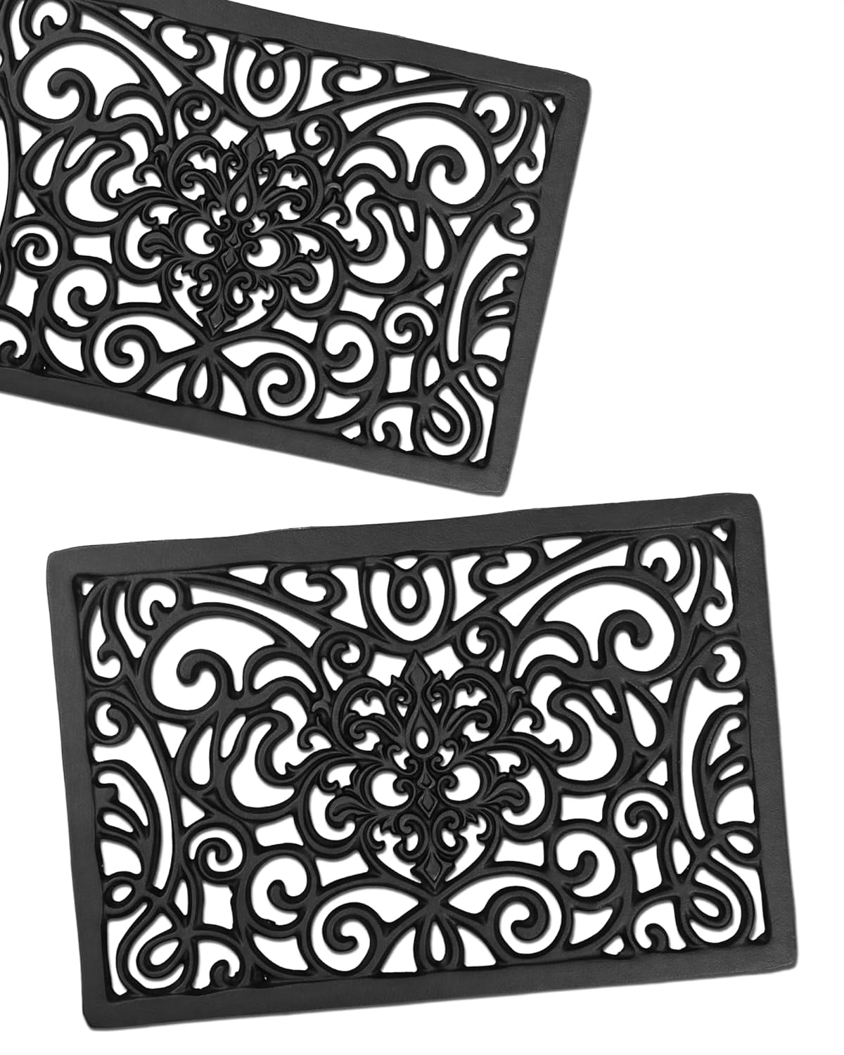 Black Rectangle Cast Iron Trivet 2-Pack for Kitchen & Dining - Heavy ...