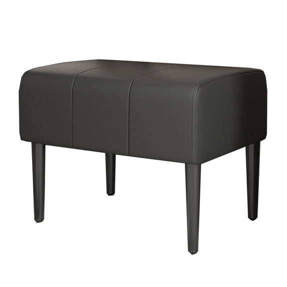 Black Rectangle Footrest Ottoman For Couch Leather Upholstered Foot ...