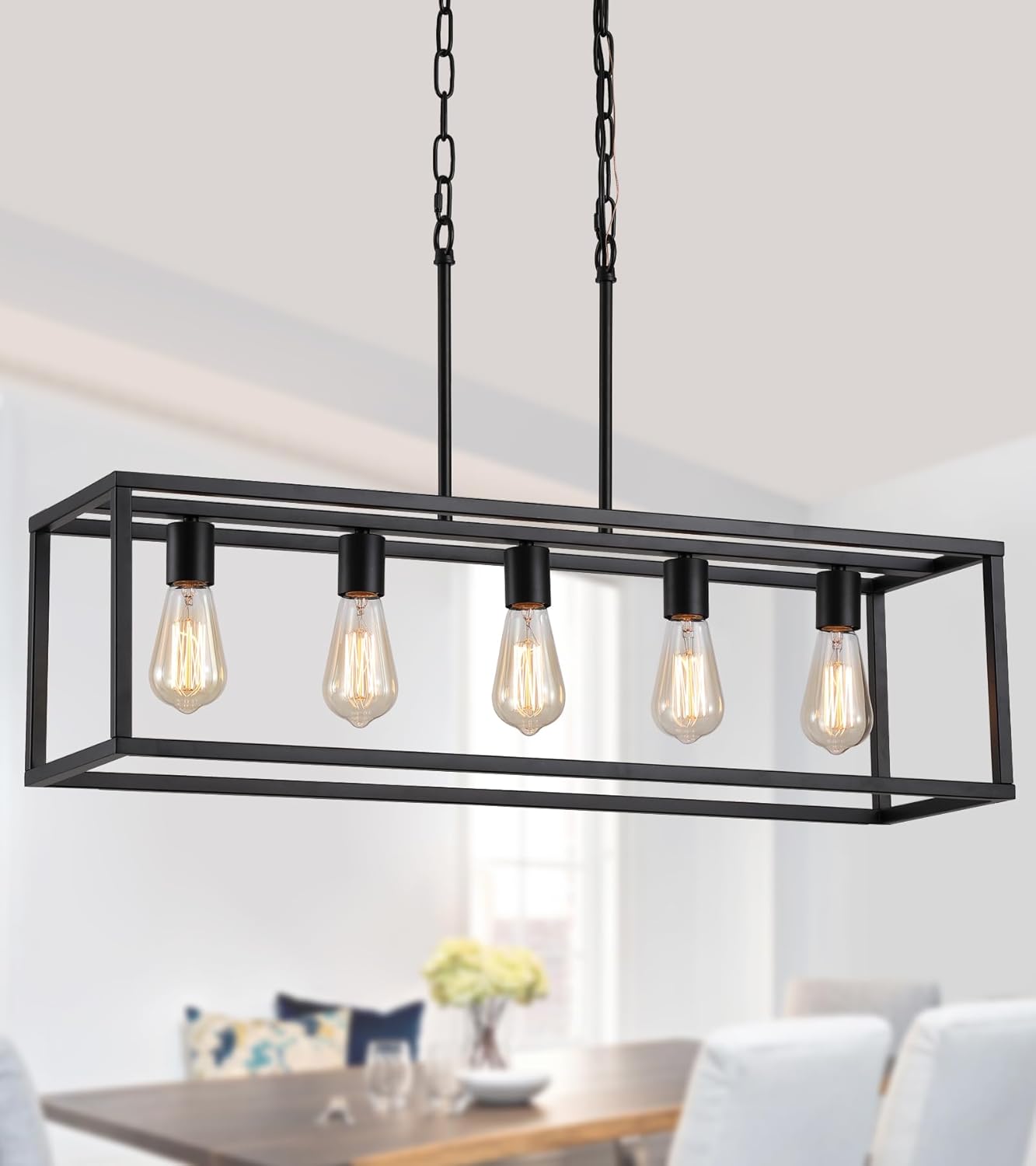 Black Rectangle Kitchen Island Lights Rectangular Modern Industrial ...