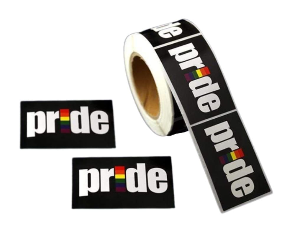 Black Rectangle Rainbow Pride Stickers 250 per Roll - Walmart.com
