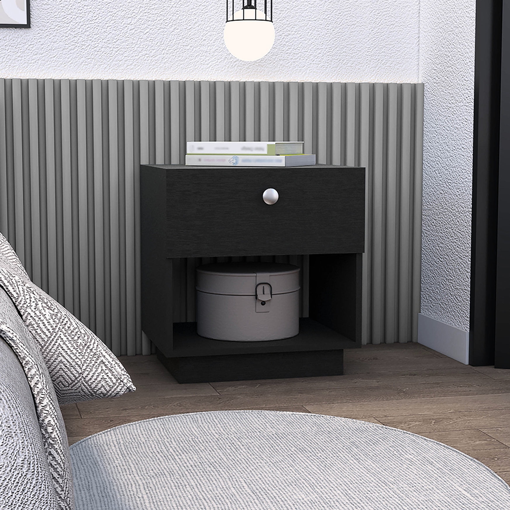 Black Rectangle Shape - Wide Shelf for Decor Display - Bedroom Setting ...