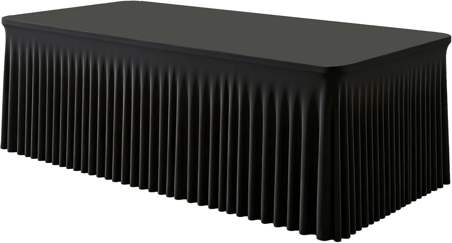 Black Rectangle Spandex Tablecloth, Fitted Stretch Table Cover for 6FT ...
