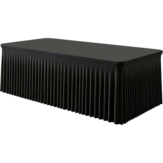 Black Rectangle Spandex Tablecloth, Fitted Stretch Table Cover for 6FT ...