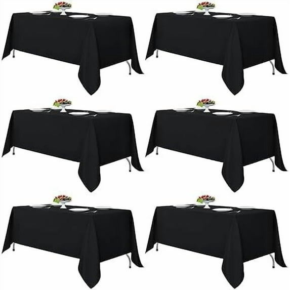 Black Rectangle Tablecloths for 6 Foot Tables, 6 Pack - 70 x 108 Inches ...