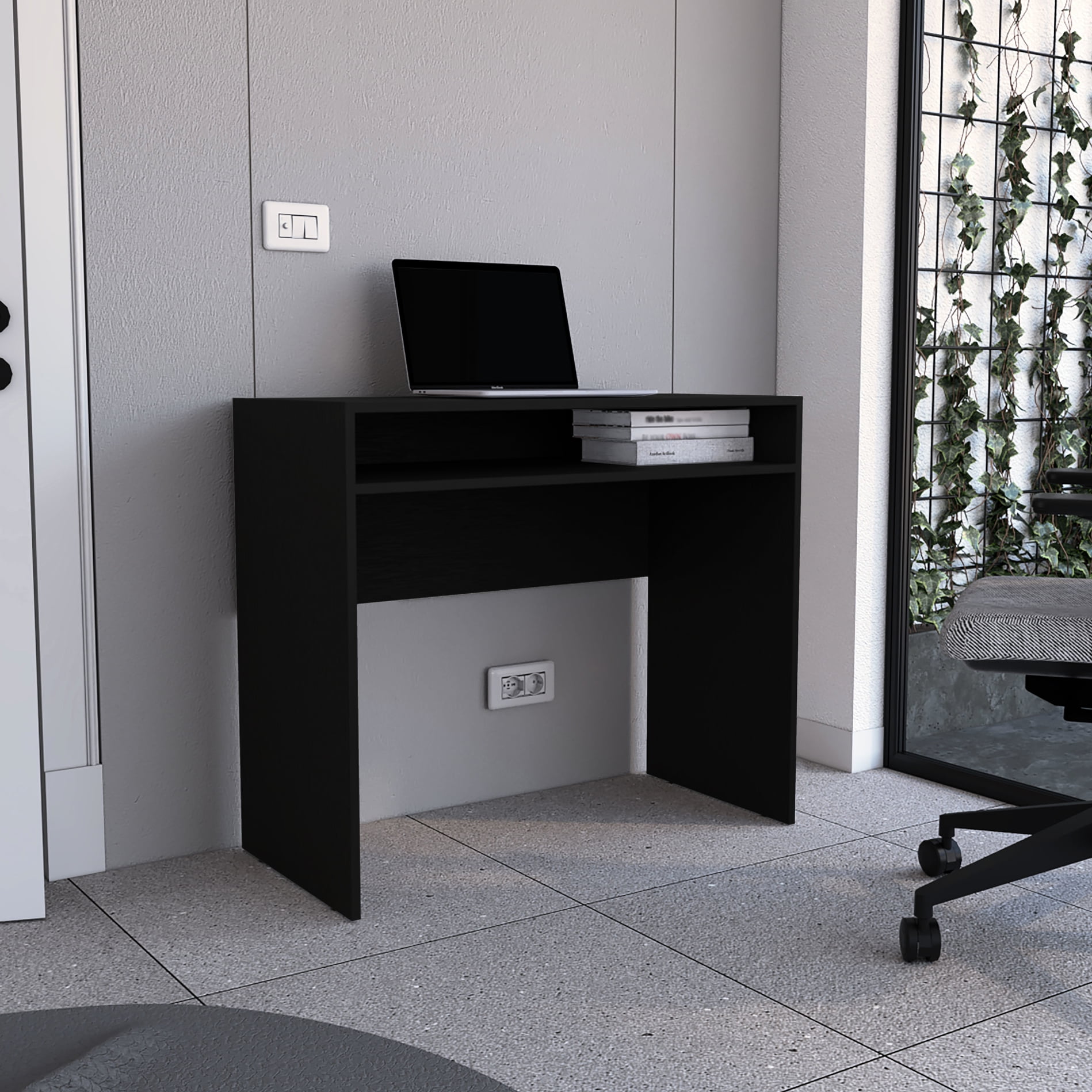 Black Rectangular Computer Desk With Shelf - Functional For Office ...
