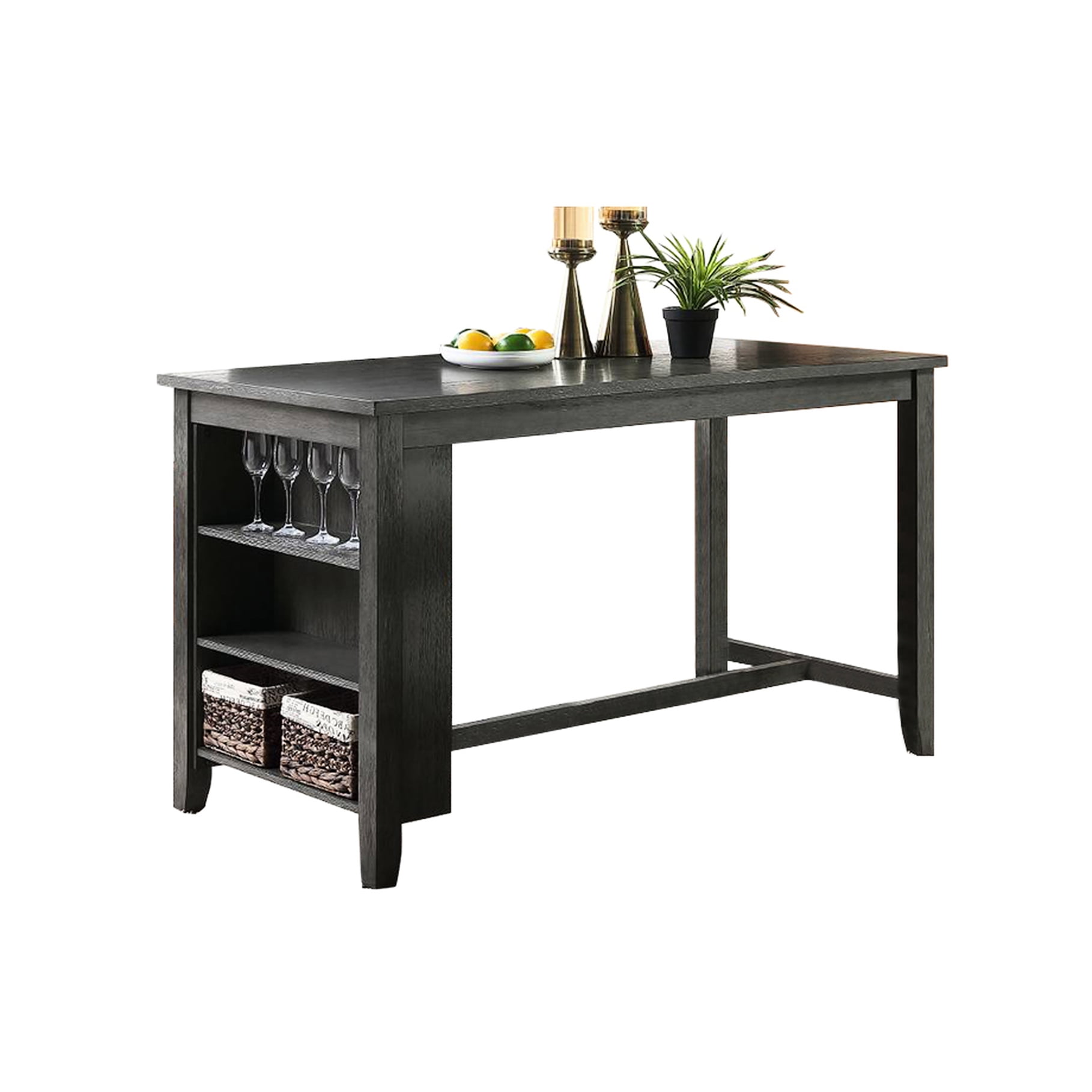 Black Rectangular Counter Height Storage Table For Dining Room - 3 ...