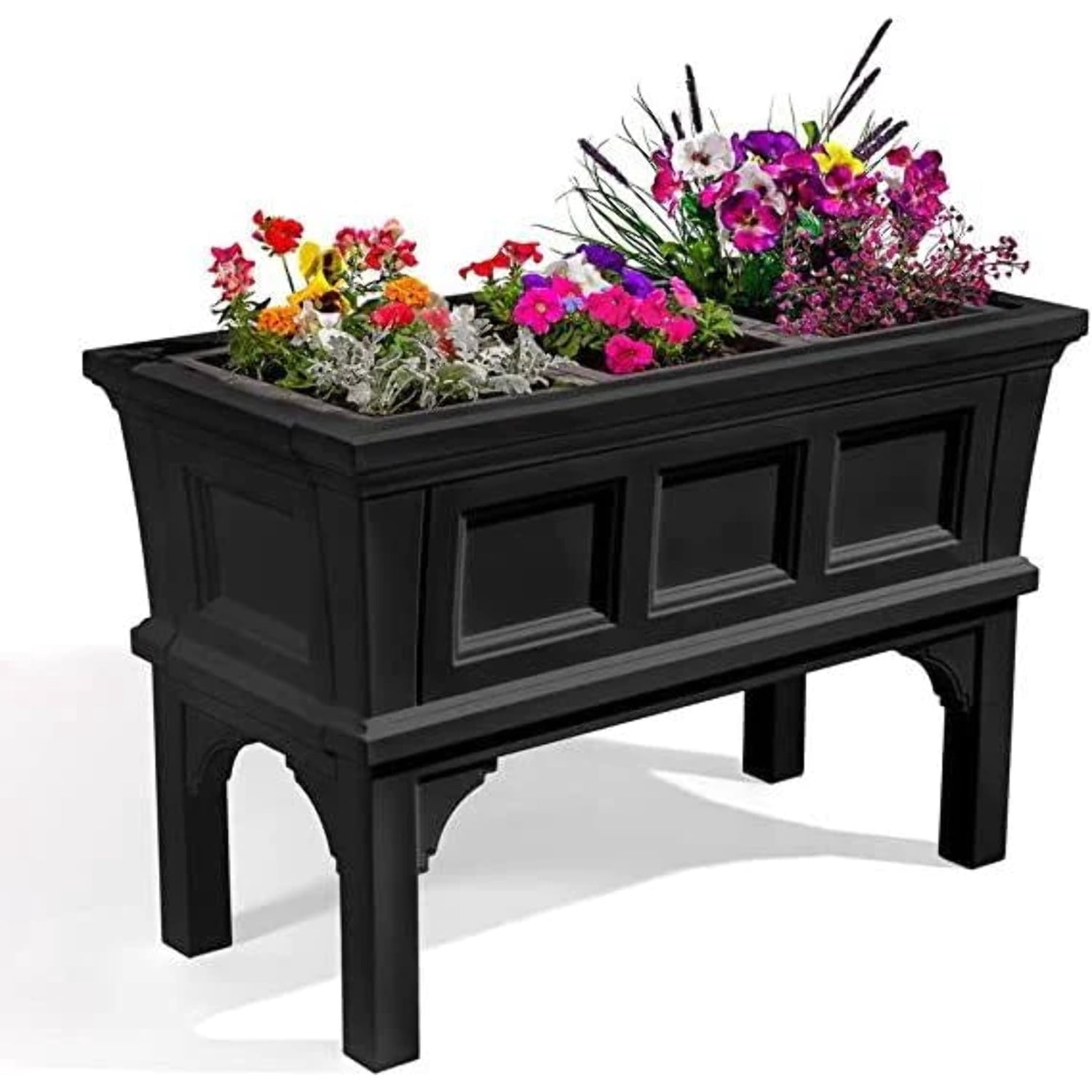 Black Rectangular Raised Garden Bed Planter Box with Removeable Trays ...