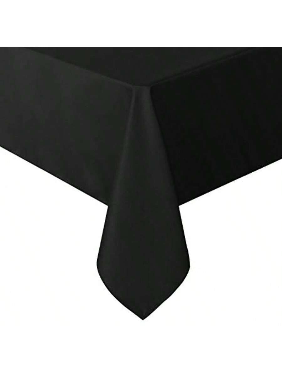 Black Rectangular Tablecloth 84 X 60 Inch – Washable Polyester, Stain ...