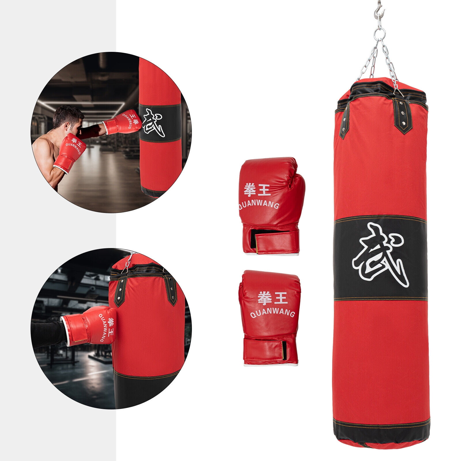 Black/Red 1m/3.28ft, 1.2m/3.9ft Hollow Punching Bag Kit Gloves Home ...