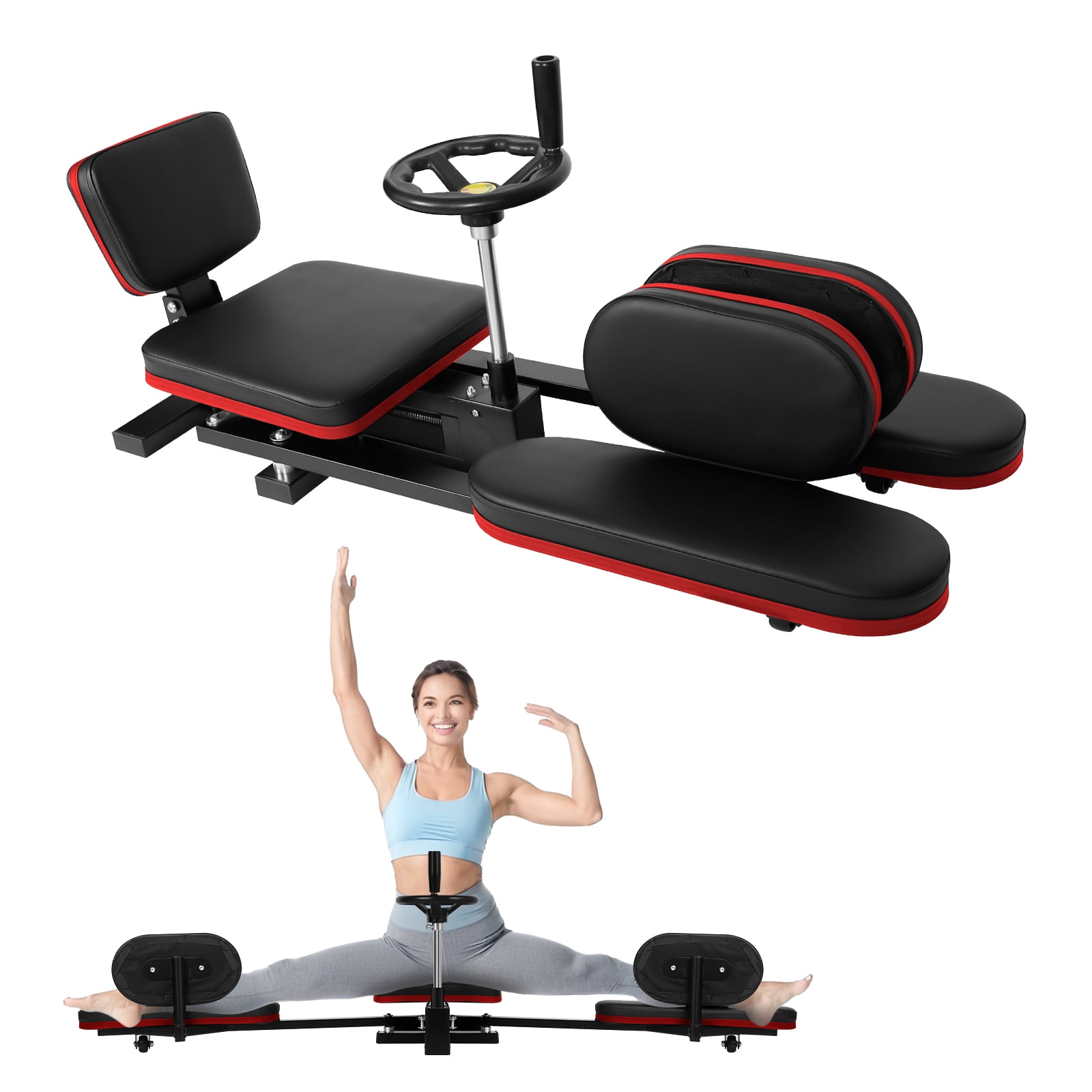 Black Red Accent Leg Machine, Silent Wheel Mobility, PU Leather Surface ...
