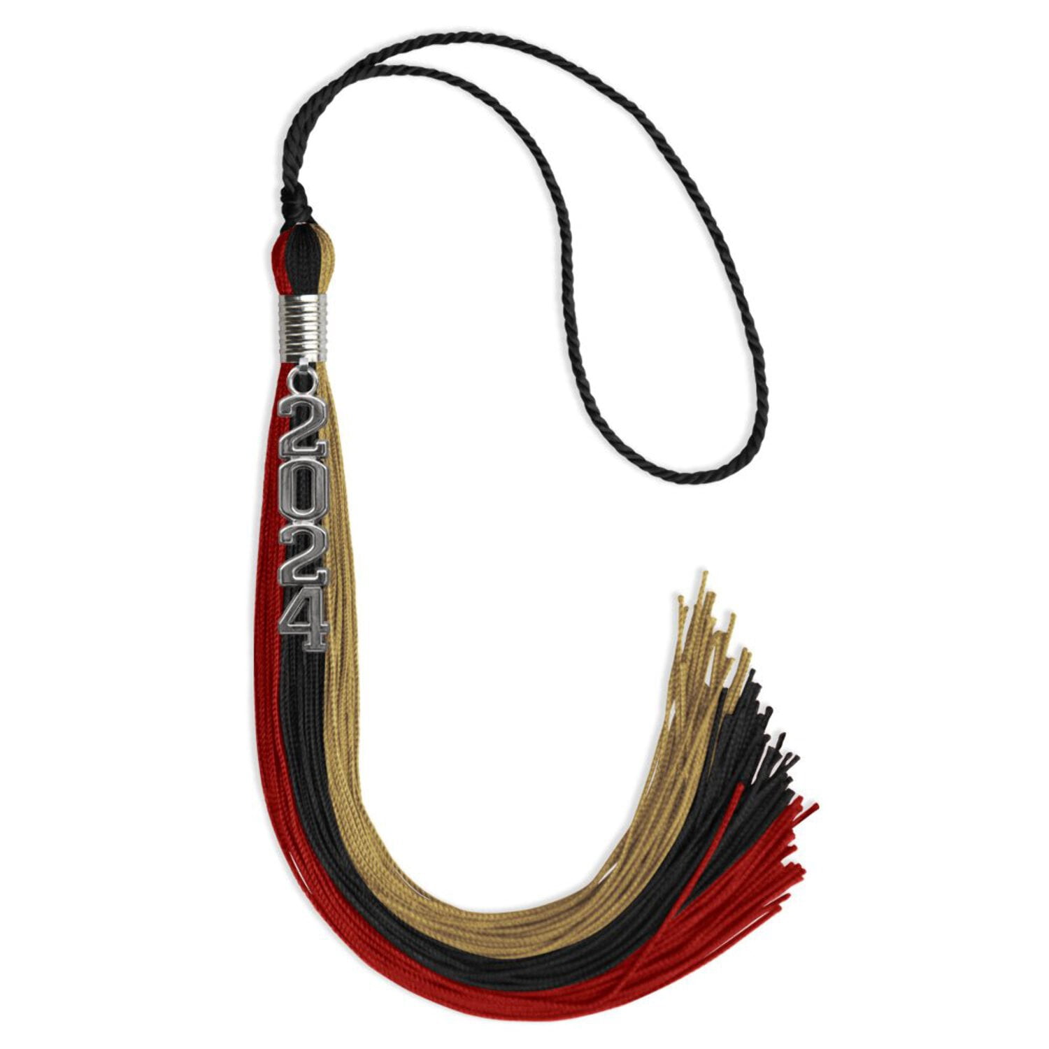 Endea Graduation Black/Red/Antique Gold Graduation Tassel with Silver ...