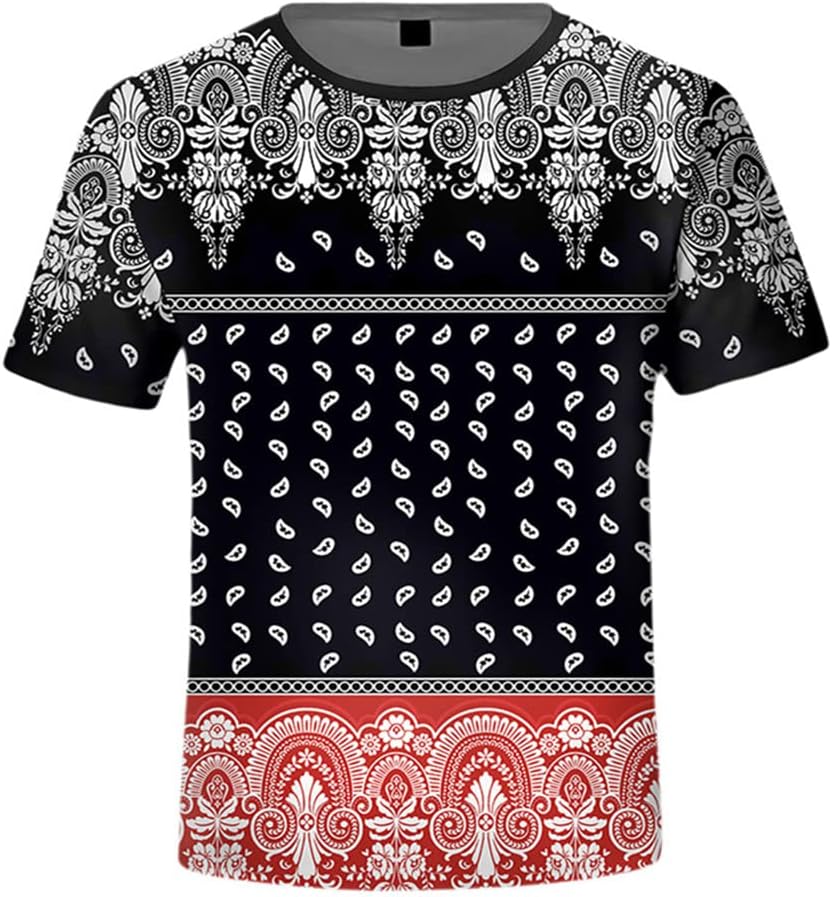 Black Red Bandana Shorts Mens Summer Vacation Hawaiian Beach Clothes ...