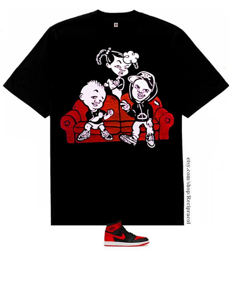 Black Red Bebes couch shirt for Jordan 1 bred 85 - Walmart.com