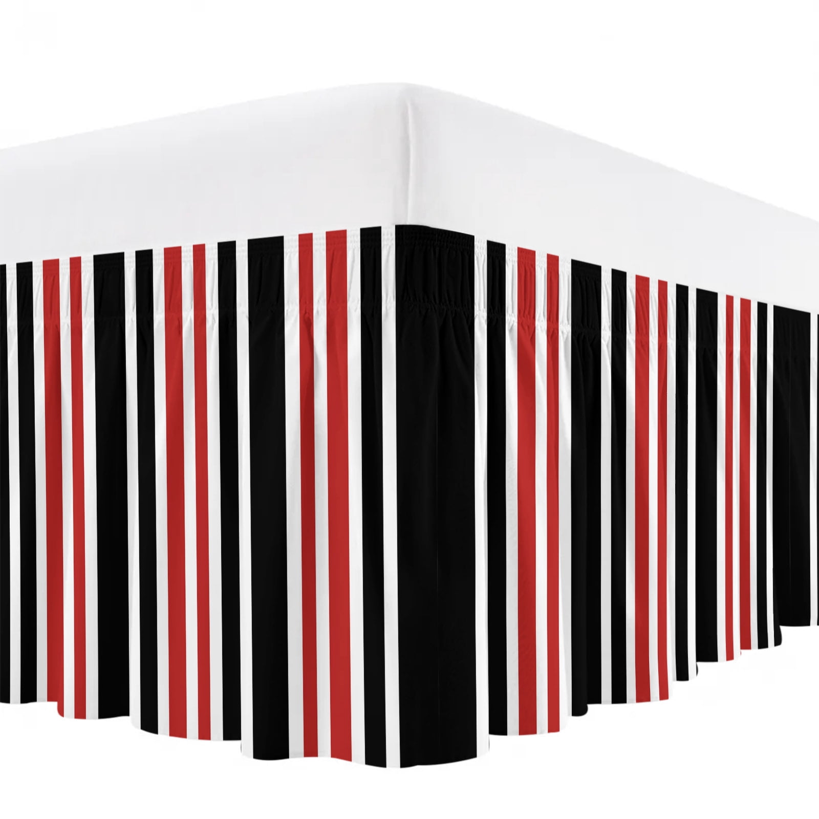 Black Red Bed Skirt California King Size 18 Inch Drop, Stripe ...