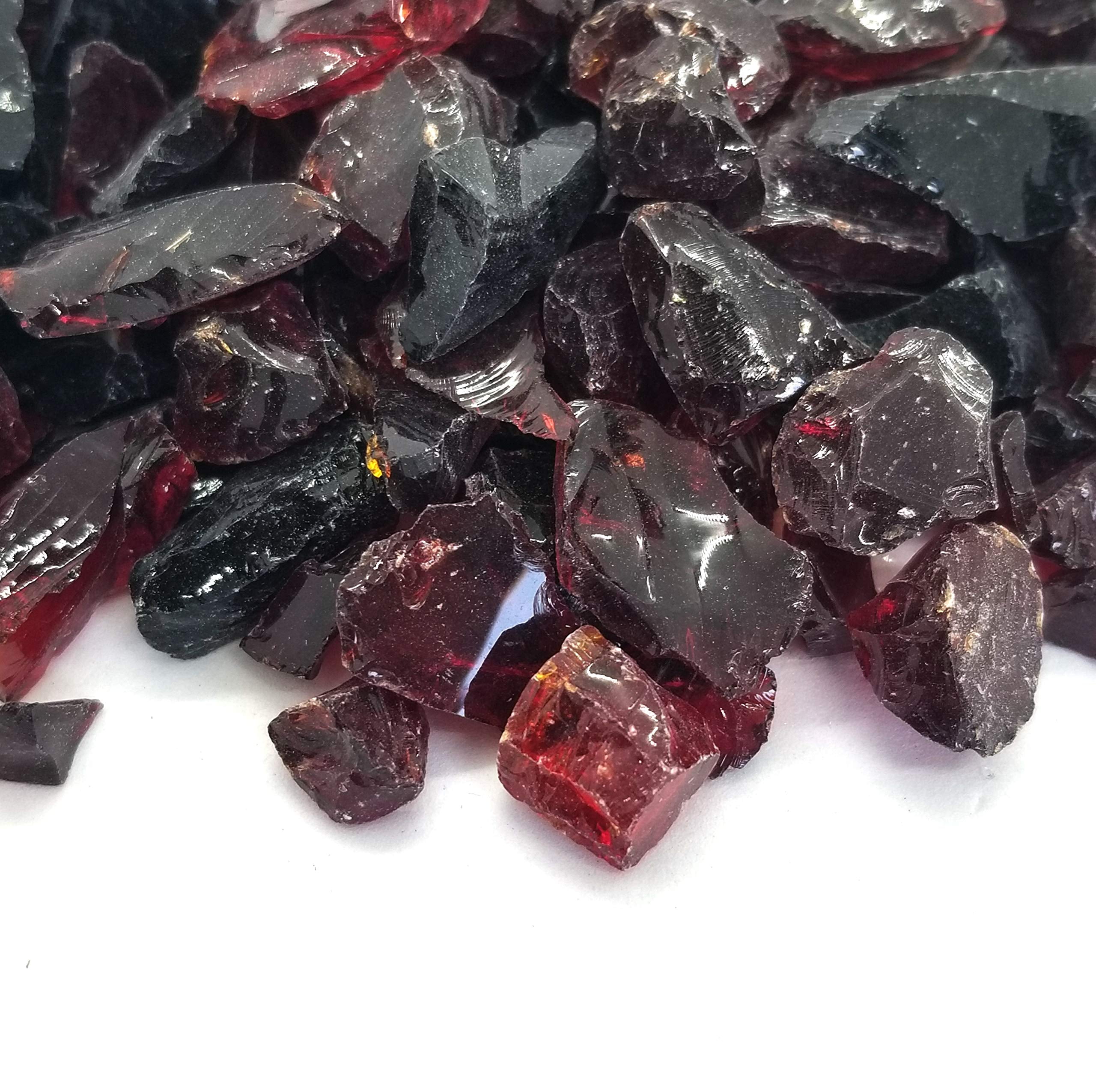 Black Red Blend Multi Purpose Premium Decor & Fire Glass Rock 2-Pound 1 ...