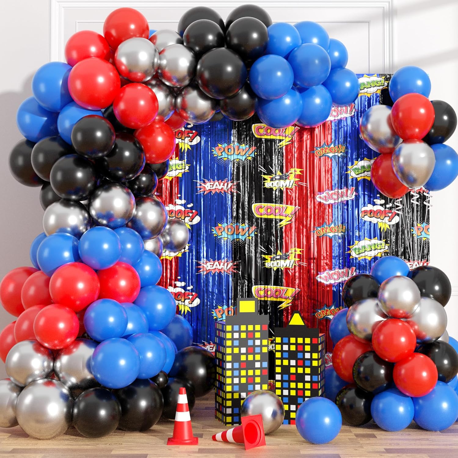 Black Red Blue Balloon Garland Arch Kit Birthday Party Decorations ...