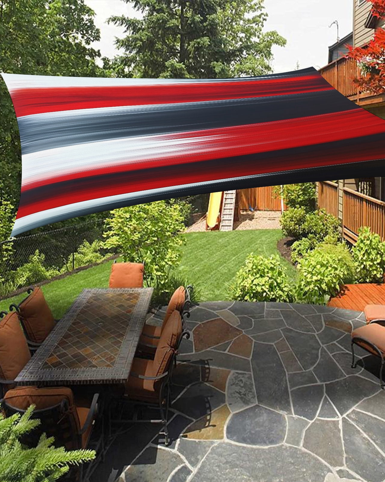 Black And Red Brush Sun Shade Sail 14'X18' Modern Art Classic UV Block ...