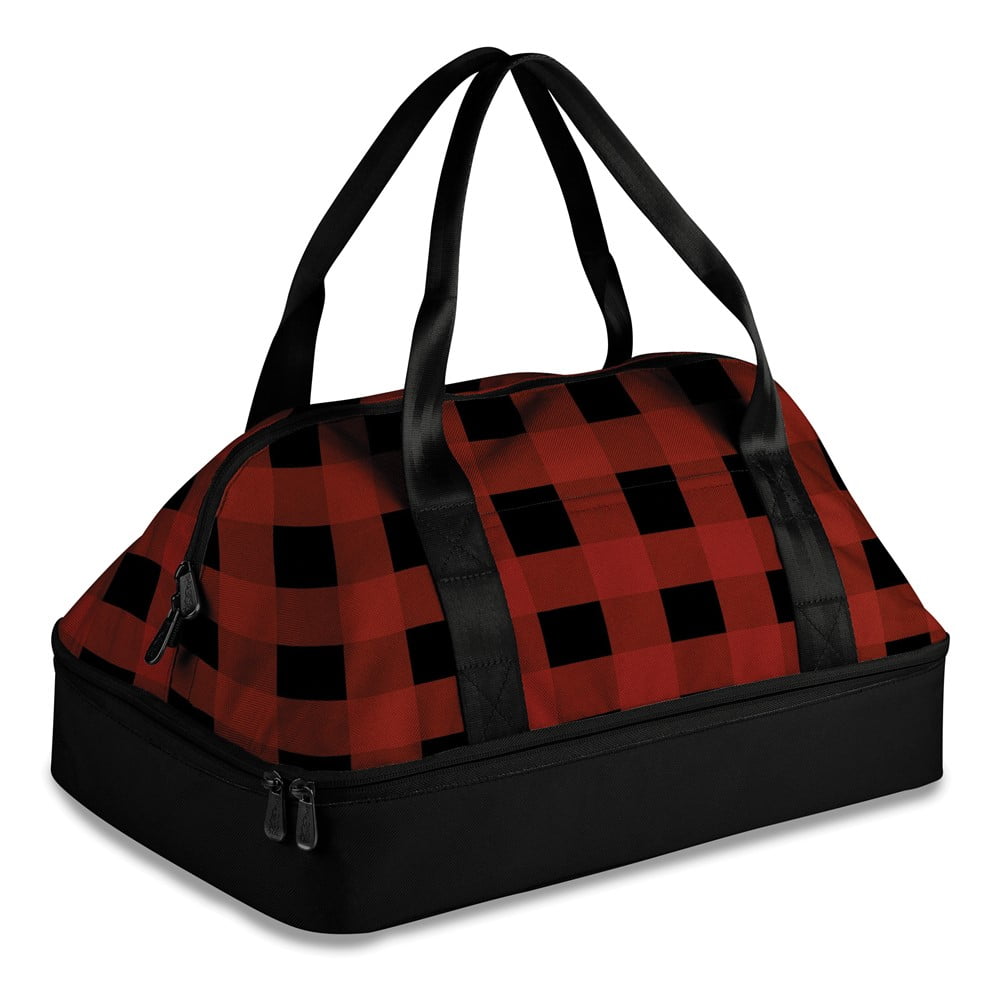 Black/Red Buffalo Plaid Polyester Potluck Food Carrier QGM20065 ...