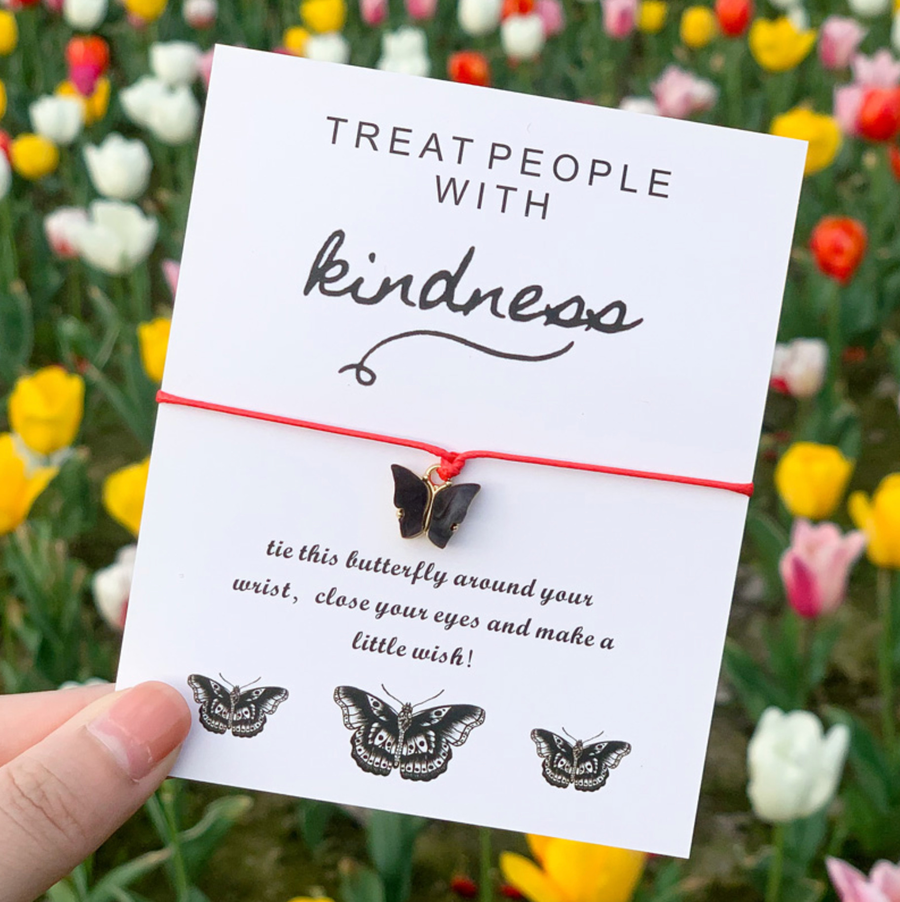 Black & Red Butterfly 'kindness' Adjustable Bracelet - Walmart.com