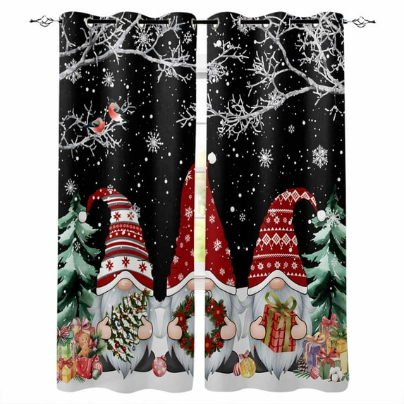 Black Red Christmas Blackout Curtains 84 Inches Long for Bedroom,Gnomes ...