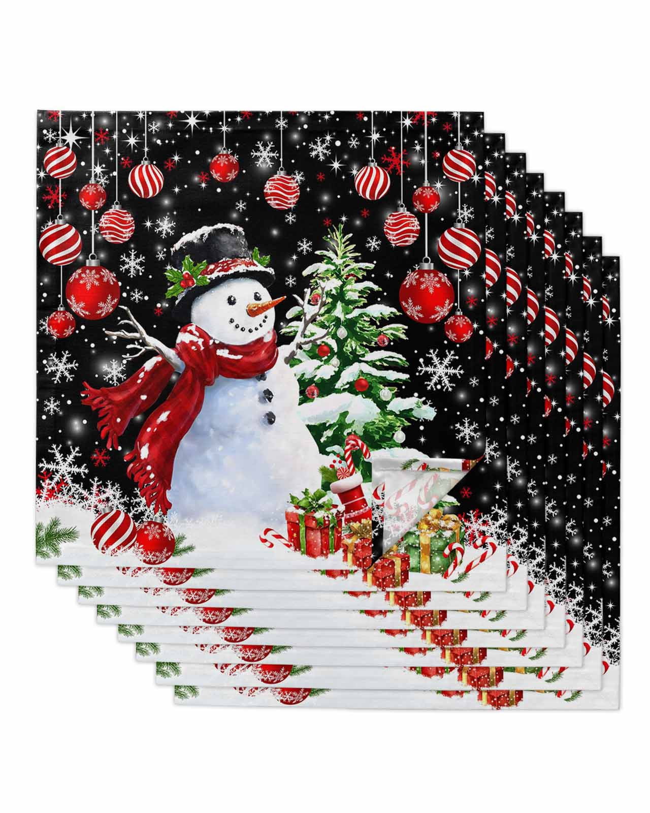 Black Red Christmas Cloth Napkins Set of 8 Reusable Dinner Napkins ...