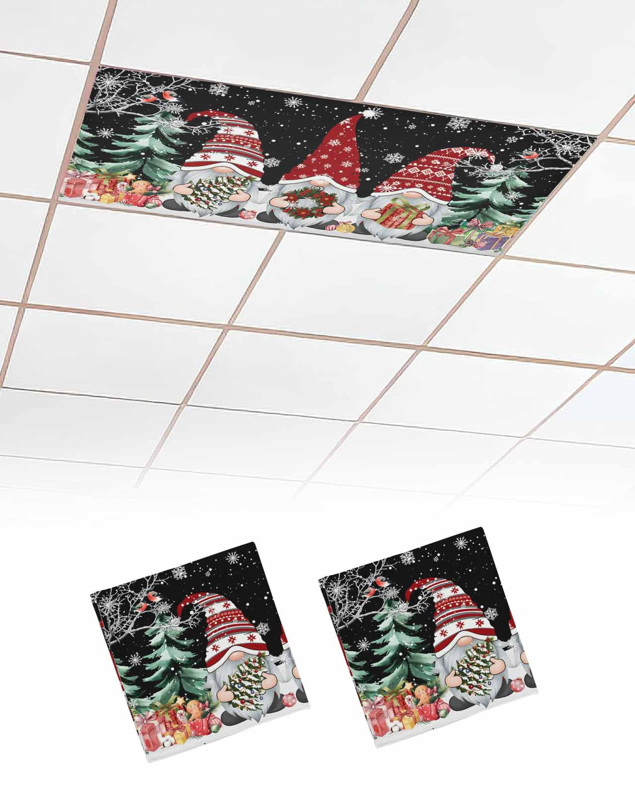 Black Red Christmas Fluorescent Light Covers for Ceiling Lights 4x2 ...