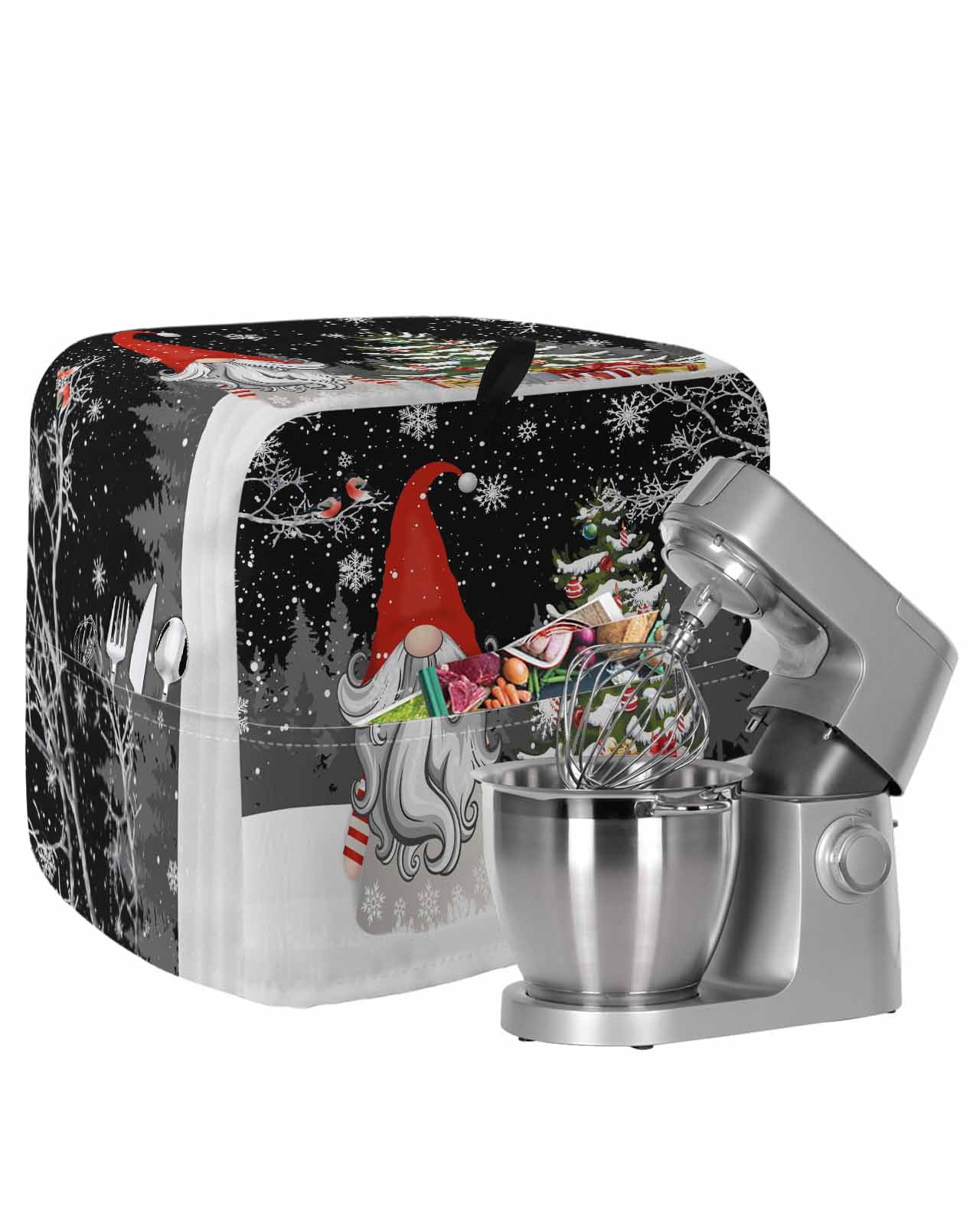 Black Red Christmas Stand Mixer Dust Cover with Storage Pocket ...