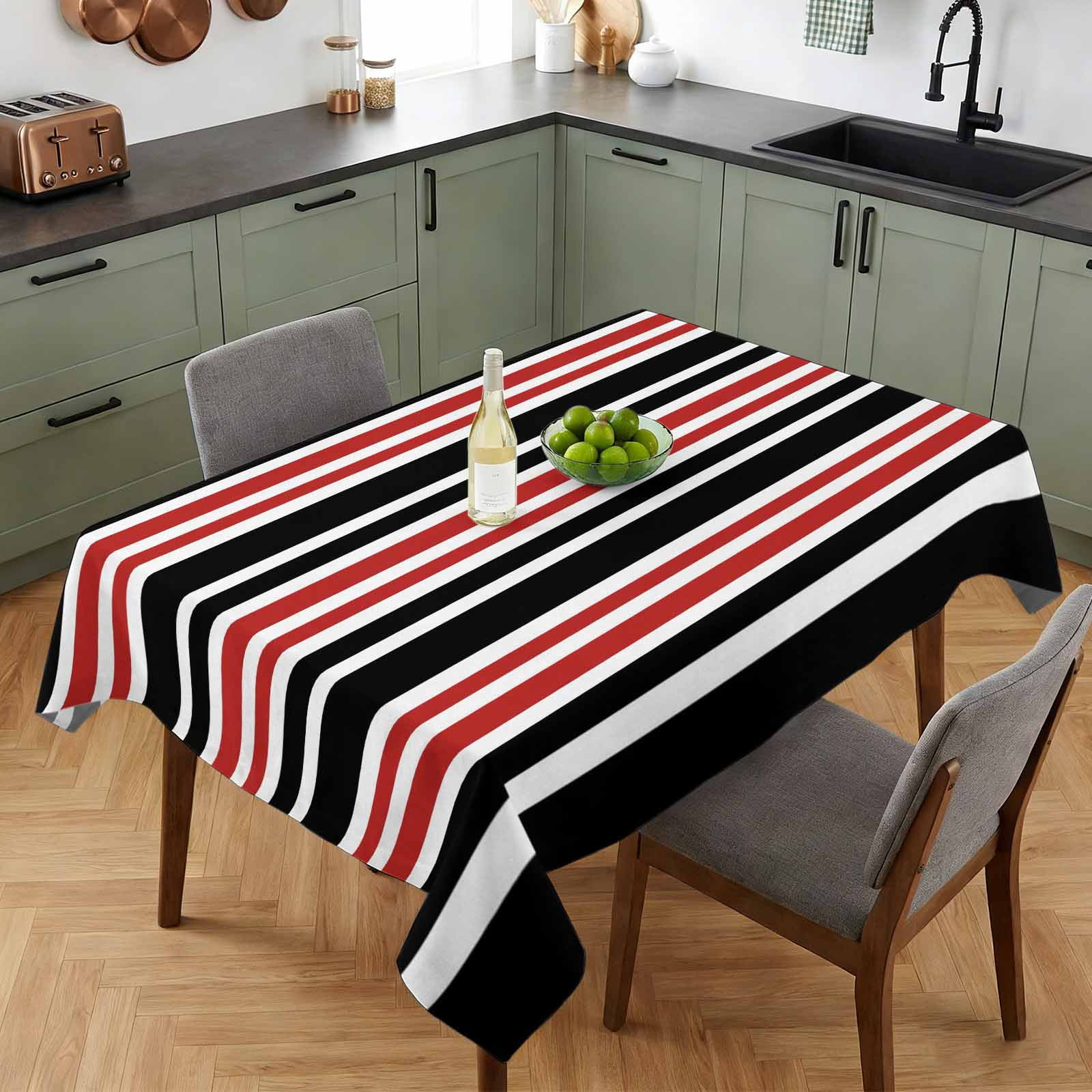 Black Red Contrast Monochromatic Tones Table Cloth 52x70in, Waterproof ...