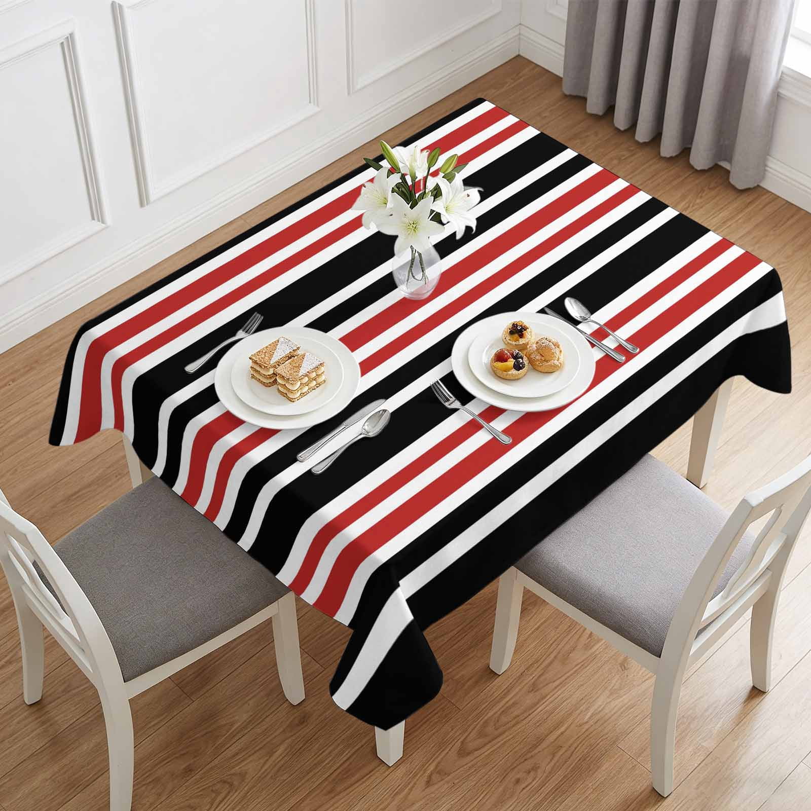 Black Red Contrast Monochromatic Tones Table Cloth 60x84in, Waterproof ...