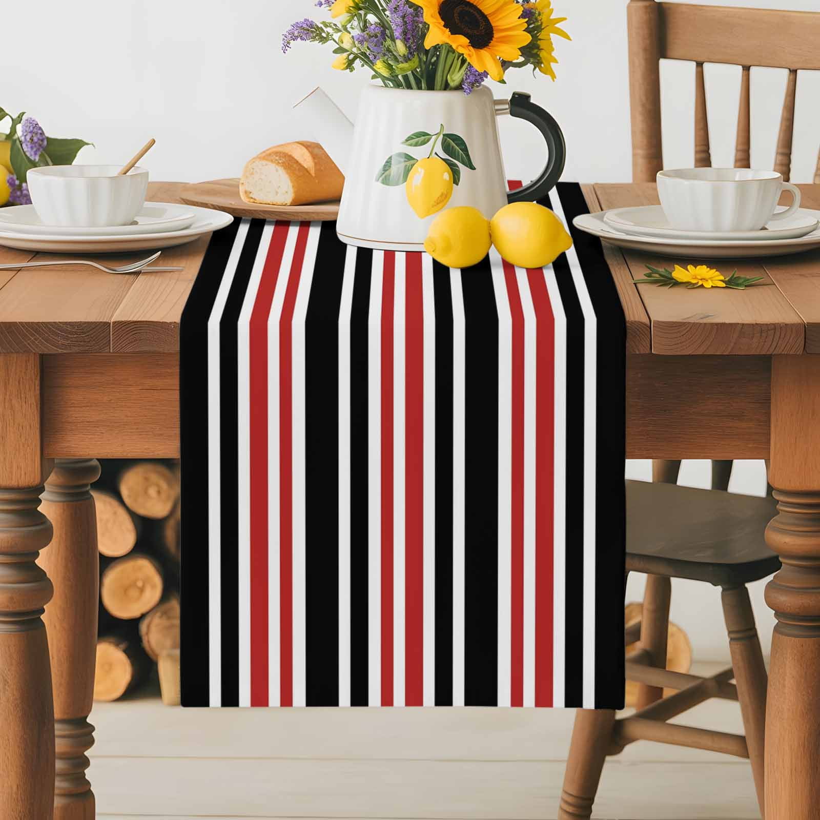 Black Red Contrast Monochromatic Tones Table Runners 13x36 Inches Long ...