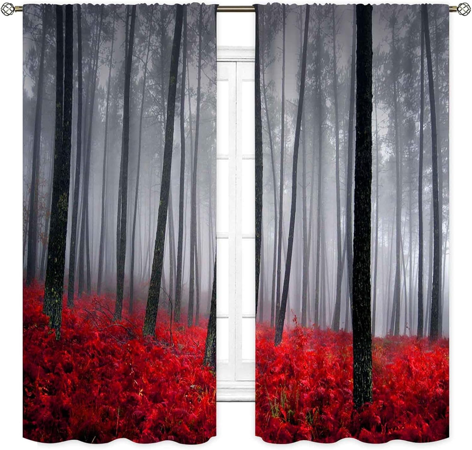 Black Red Curtains, Gothic Fantasy Forest Misty Foggy Mysterious Nature ...