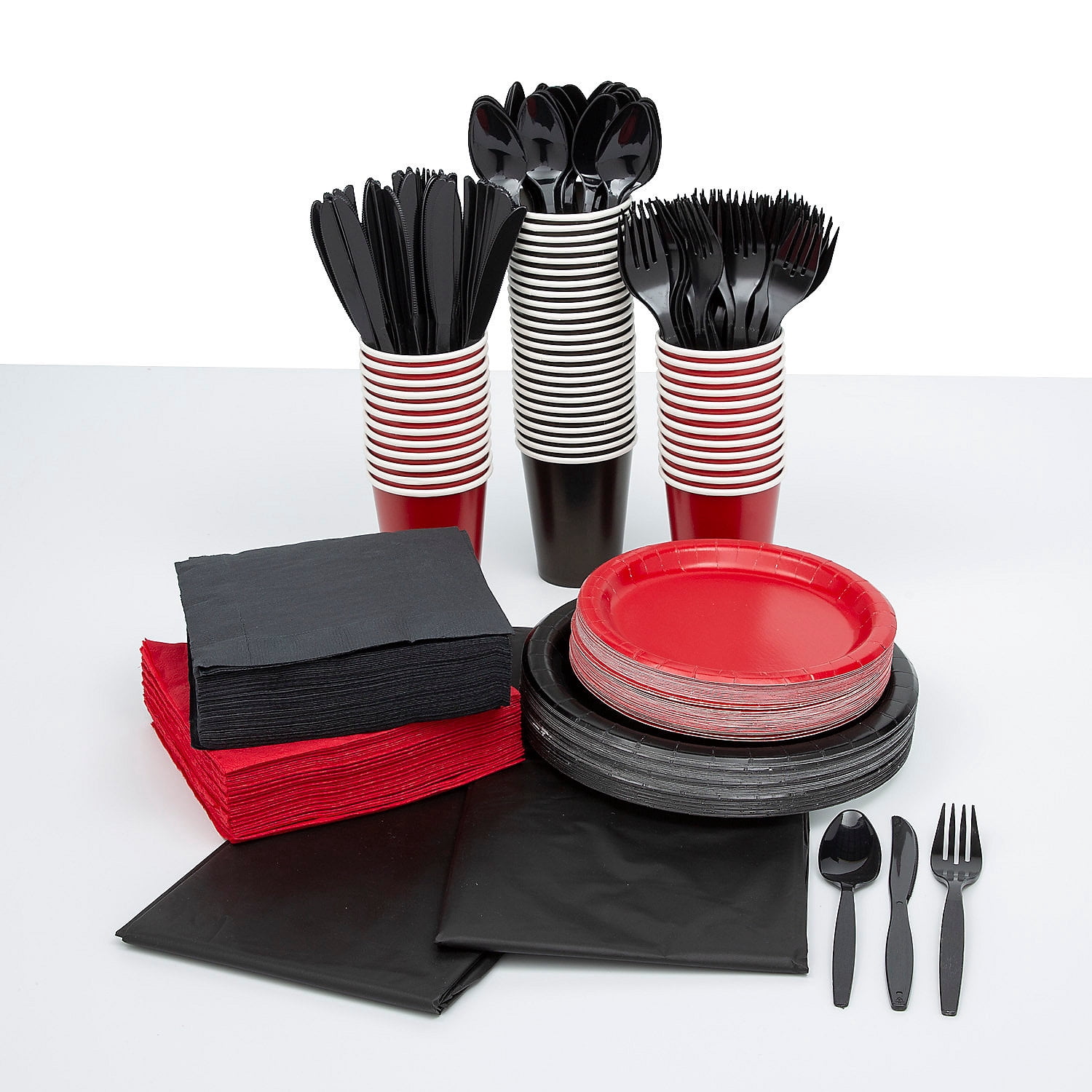 Black & Red Disposable Tableware Kit Bulk 396 Pc - Walmart.com
