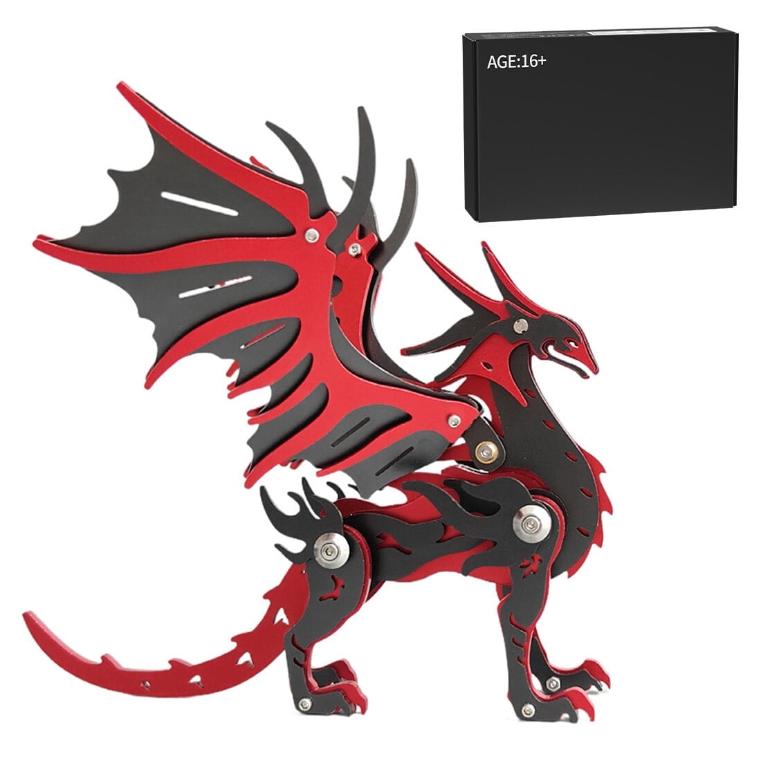 Black & Red Dragon 3D Mechanical Metal Puzzle Kit for Adults | 100+ PCS ...