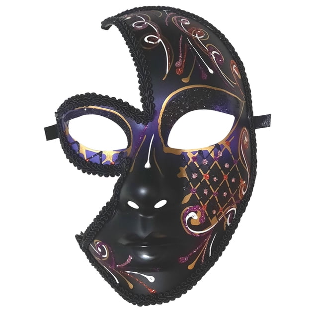 Black Red Fancy Full Cut Out Masquerade Mask - Walmart.com