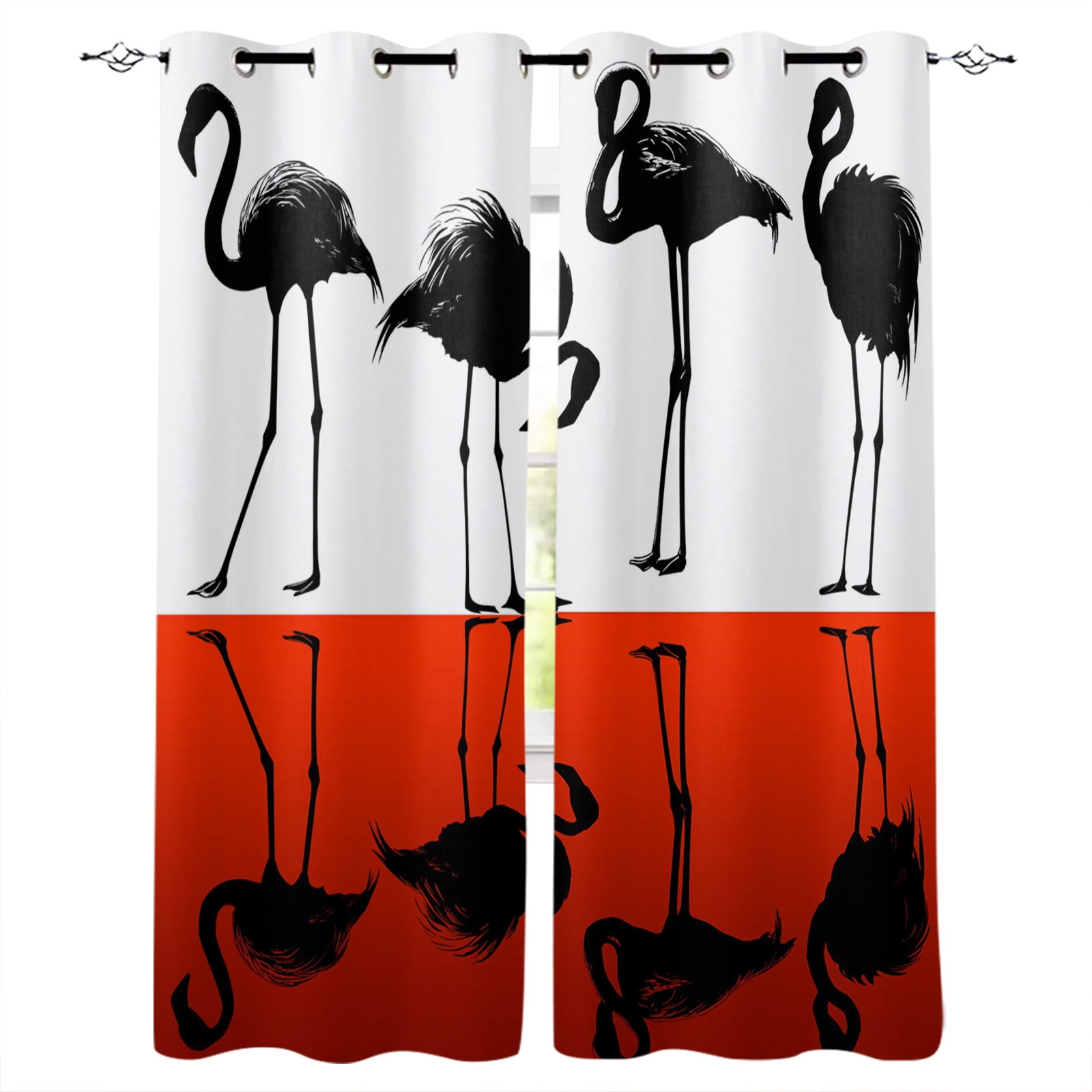Black Red Flamingos Blackout Curtains for Bedroom/Living Room, Thermal ...