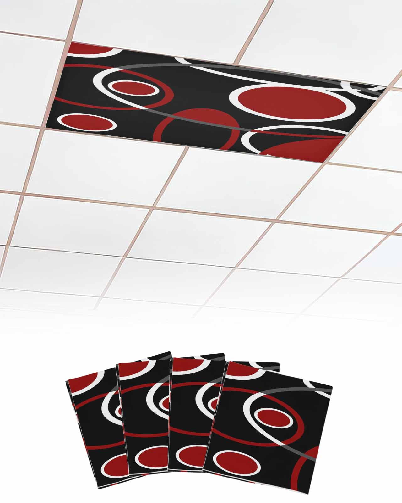 Black Red Fluorescent Light Covers for Ceiling Lights 4x2 feet,4 Pack ...