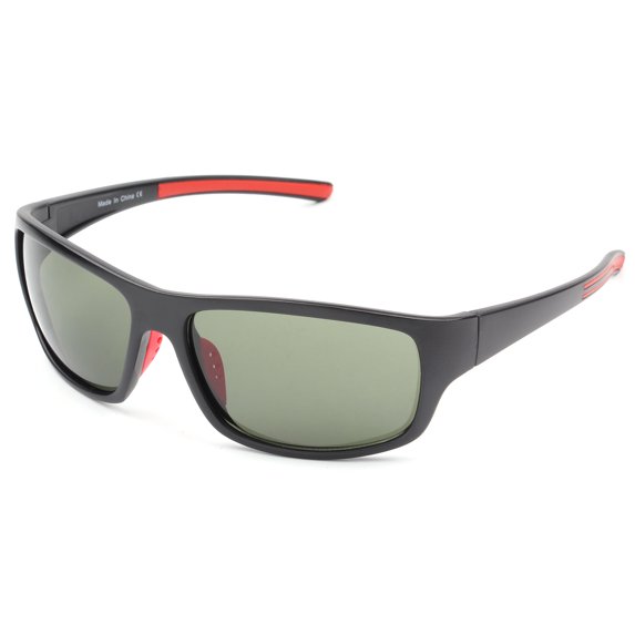 Black & Red Frame Sunglasses - Green Lens UV Protection Outdoor Casual ...