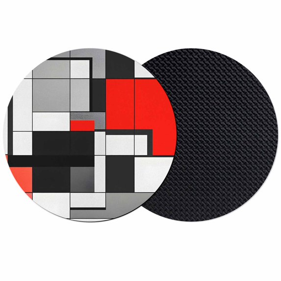 Black Red Geometric Coasters Set of 2, Red White Abstract Art Modern ...