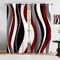 Black Red Geometric Stripes Blackout Curtains, Black White Water Art ...