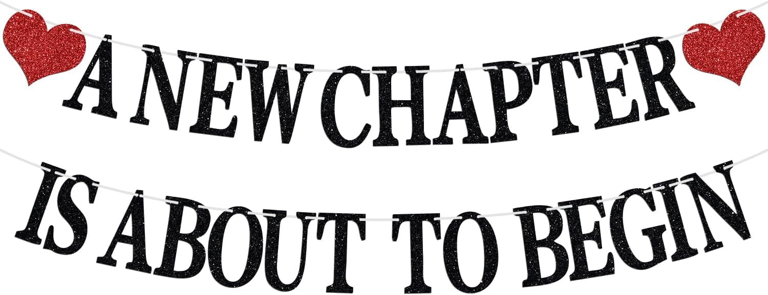 Black & Red Glitter A New Chapter Is About To Begin Banner with Hearts ...