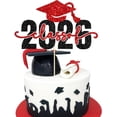 Black & Red Glitter Class of 2026 Graduation Cake Topper, Single Piece ...