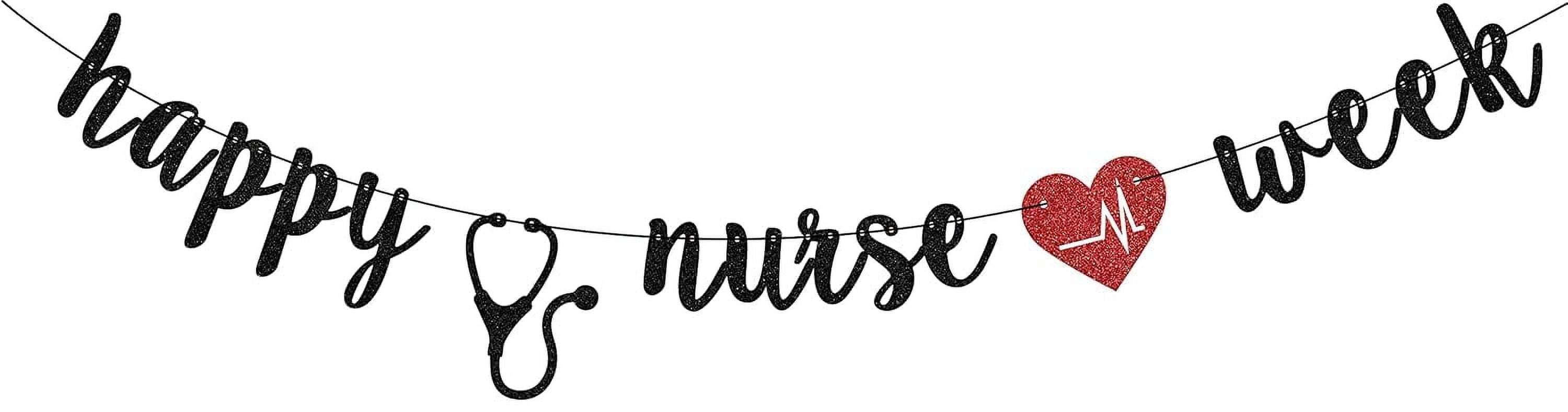 Black & Red Glitter Happy Nurses Week Banner, Nurses Appreciation Week ...