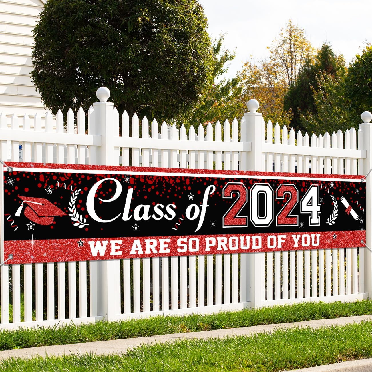 Black and Red Graduation Banner,Large Graduation Decorations Class of ...